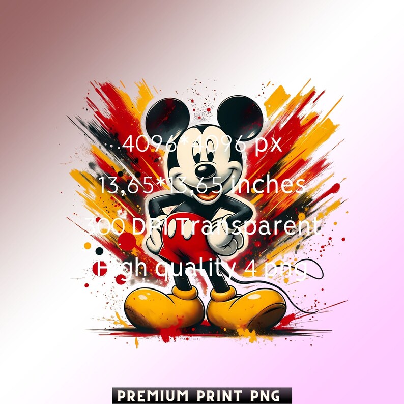 Mickey Mouse Splash and Watercolor Digital Design PNG File for ...