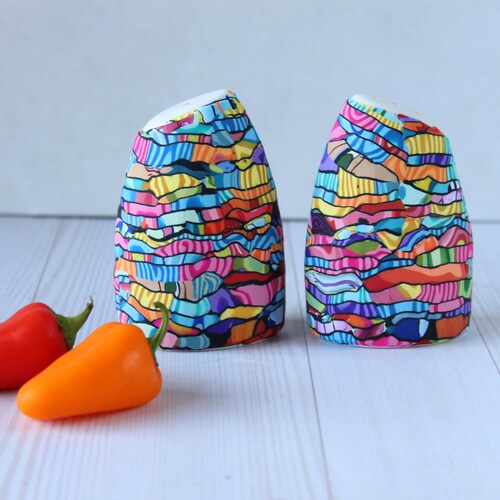 Mini Salt and Pepper Fiesta Dots Handpainted Shakers - Etsy