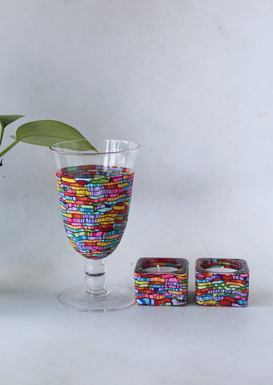 Kiddush Cup Set, Colorful Shabbat Cup & Tea Light Holders, Jewish Home ...