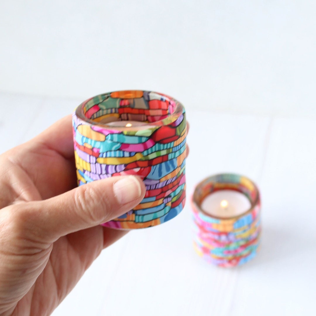 Colorful Shabbat Candlesticks Jewish Candle Holder - Passover Seder ...