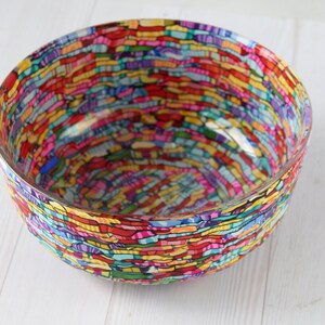 Polymer Clay Coated Colorful Glass Salad Serving Bowl - Handmade ...