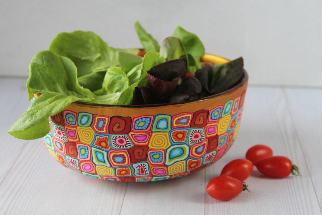Colorful Salad Serving Glassand Polymer Clay Bowl - Etsy