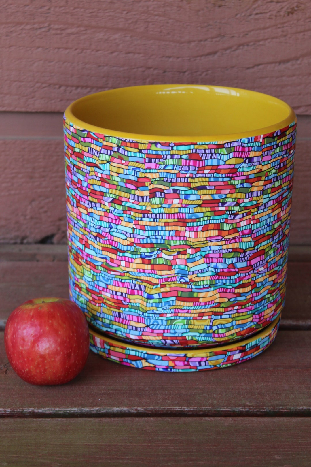 Large Rainbow Flower Planter, Hand-painted Colorful Planter Pottery ...