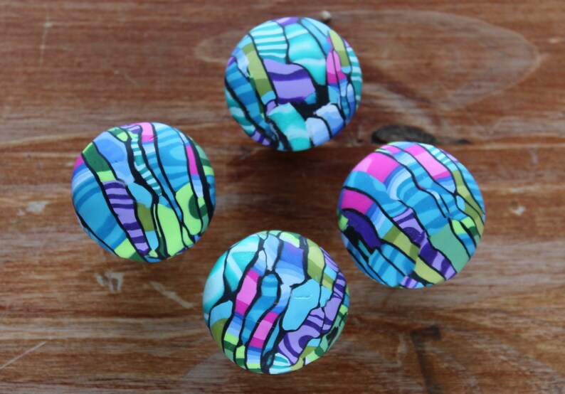 Set of 4 Teal Decorative Cabinet Knobs Made With Polymer Clay - Etsy