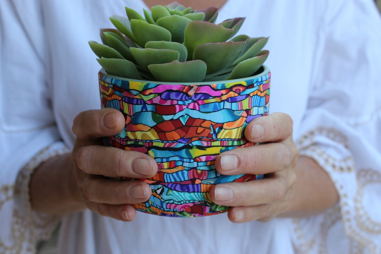 Colorful Stunning Indoor Succulent Planter Made With Polymer | Etsy