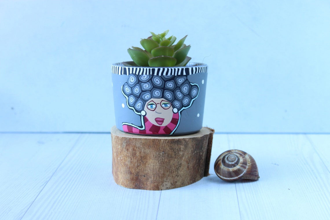 Small Colorful Funny Succulent Plant Pot | Etsy