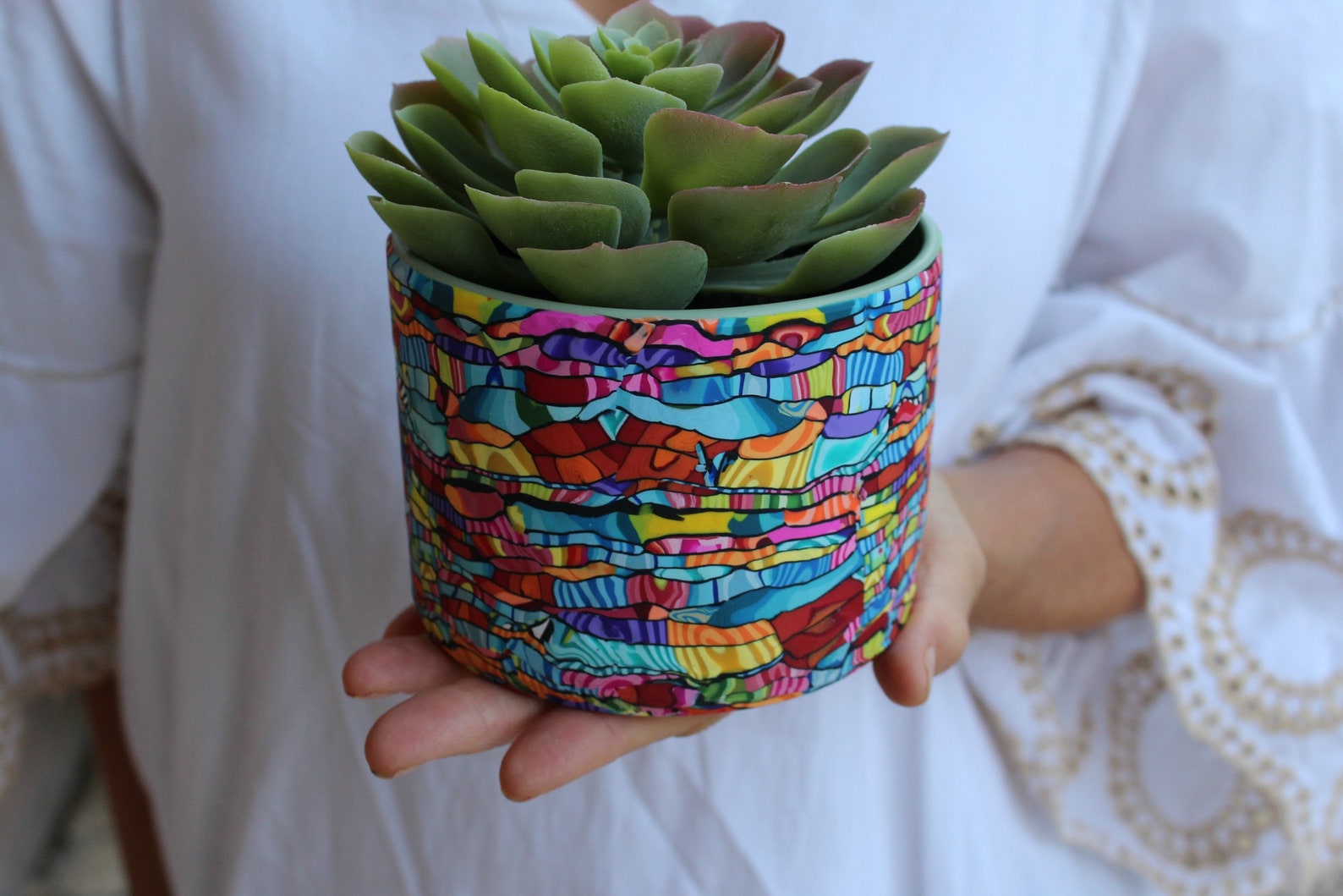 Colorful Stunning Indoor Succulent Planter Made With Polymer | Etsy