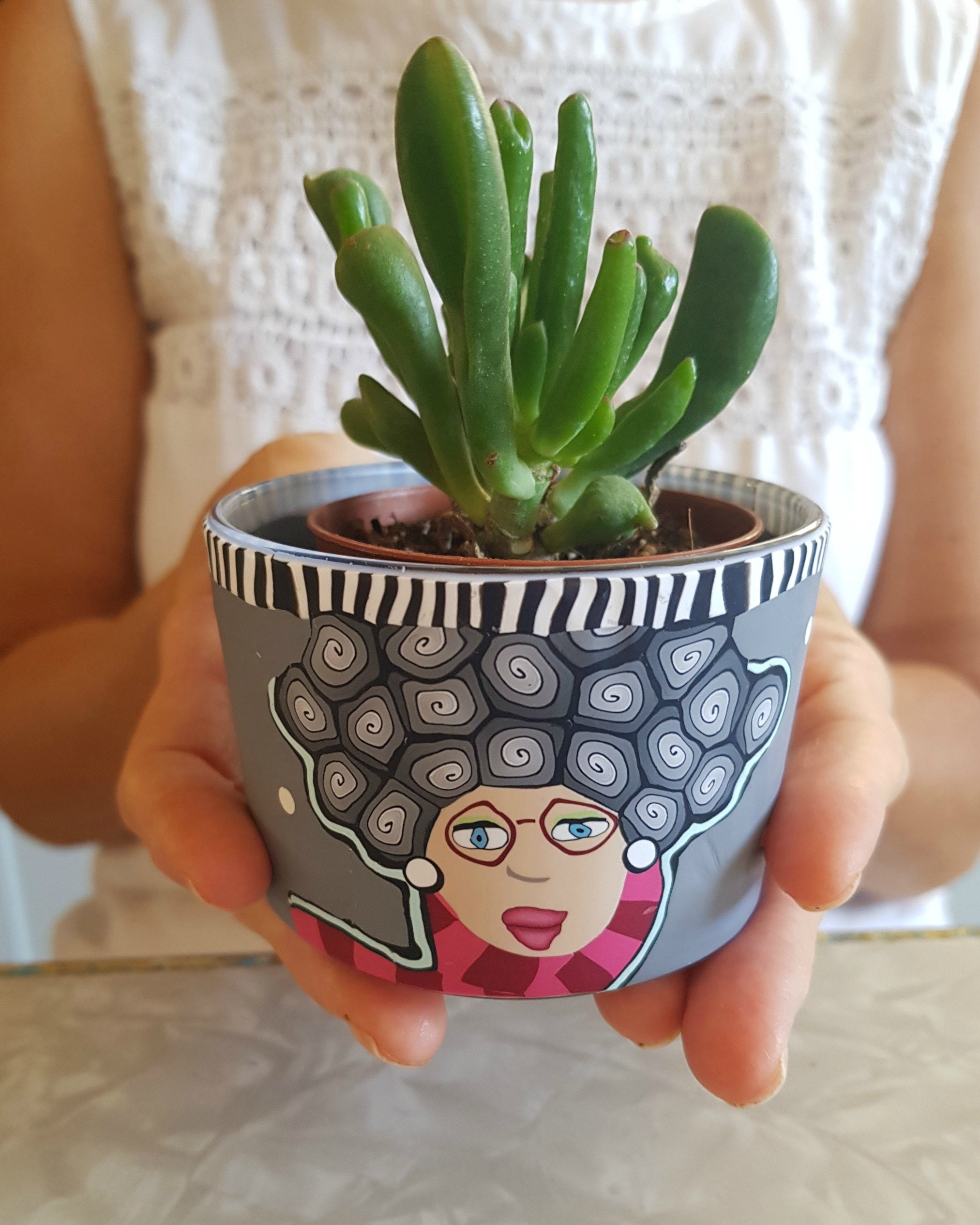 Small Colorful Funny Succulent Plant Pot | Etsy