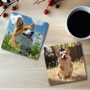 Custom Pet Portrait Ceramic Coasters: Unique Dog Mom Gift - Etsy