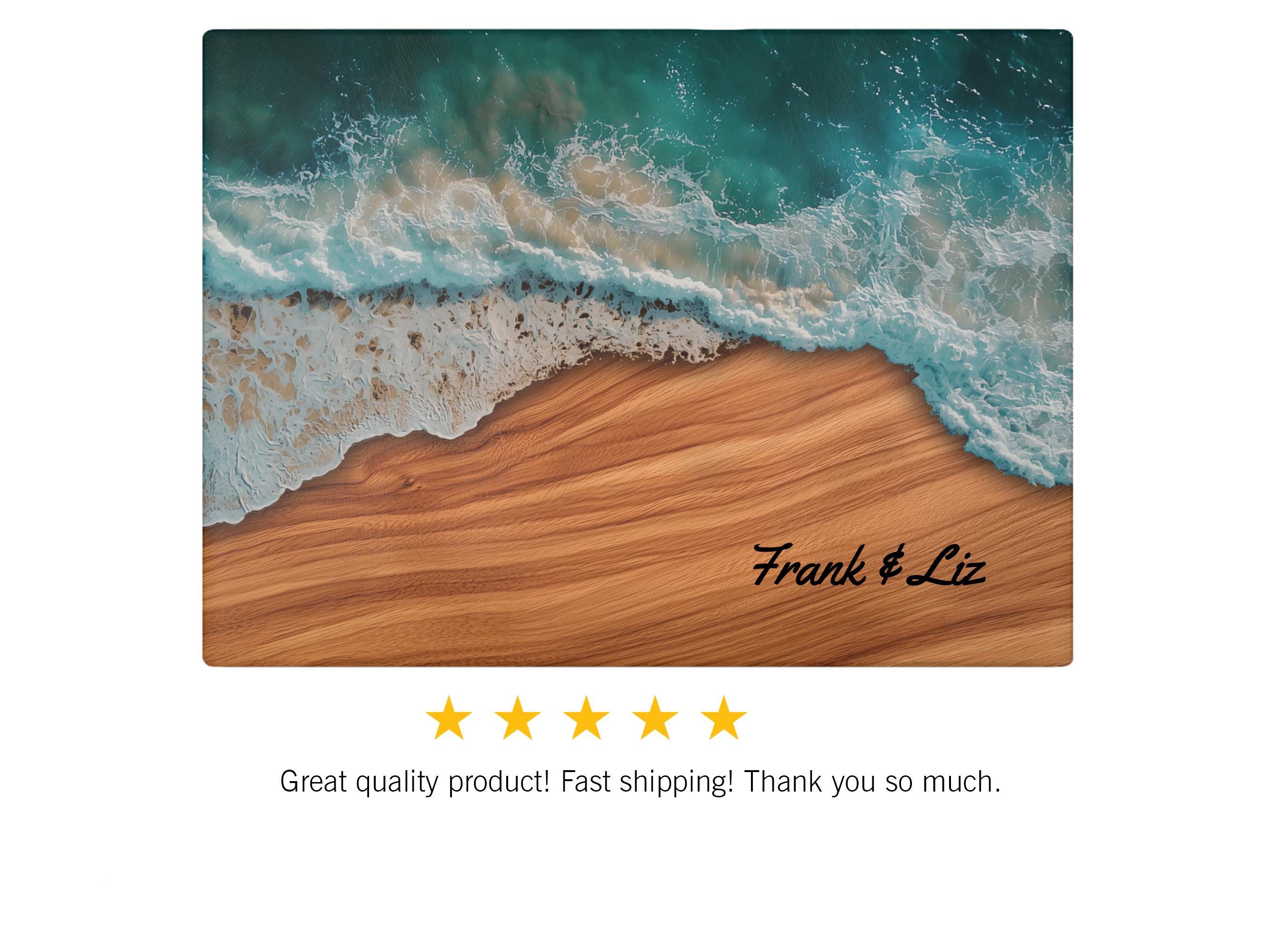 Personalized Ocean Shore Waves Gift Glass Cutting Board Custom ...