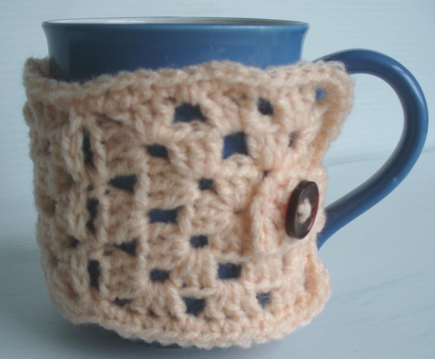 Mug Cosy, Coffee Cup Cosy, Granny Square Cosy, Peach Mug Cosy, Cup Cosy ...