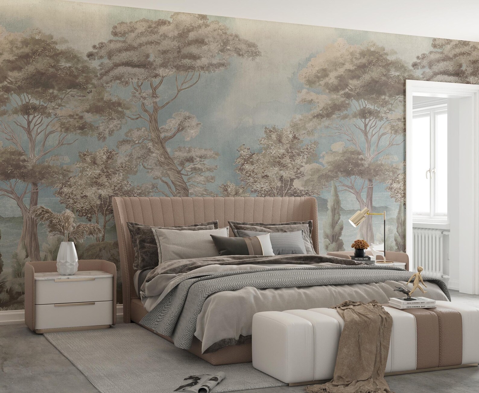 Botanical Wallpaper MYSTIC WOODLAND Fade, Nature Wallpaper With Trees ...
