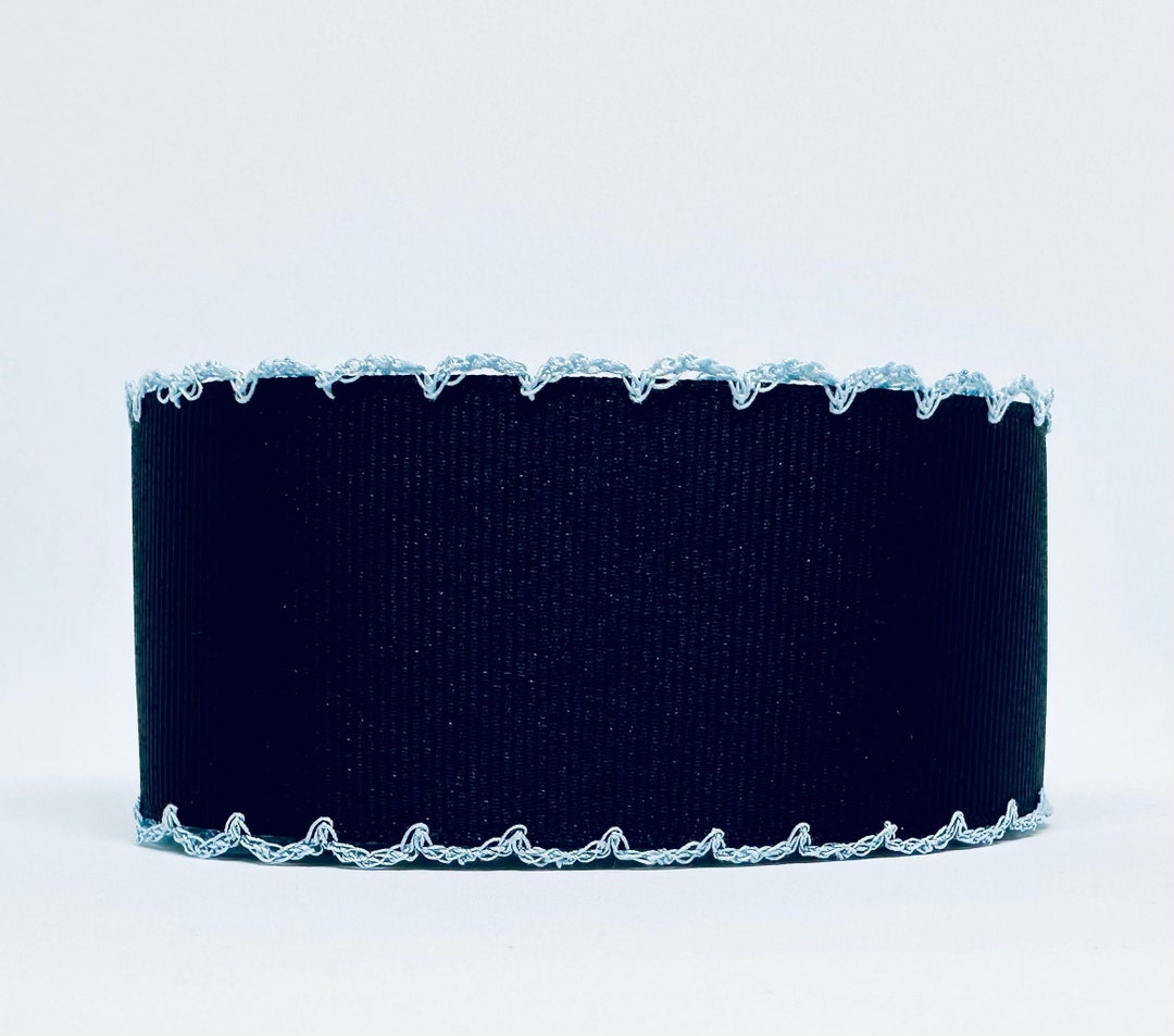 Navy Grosgrain Ribbon With Light Blue Moonstitch Edge, 1.5 or 2.25 Inch ...