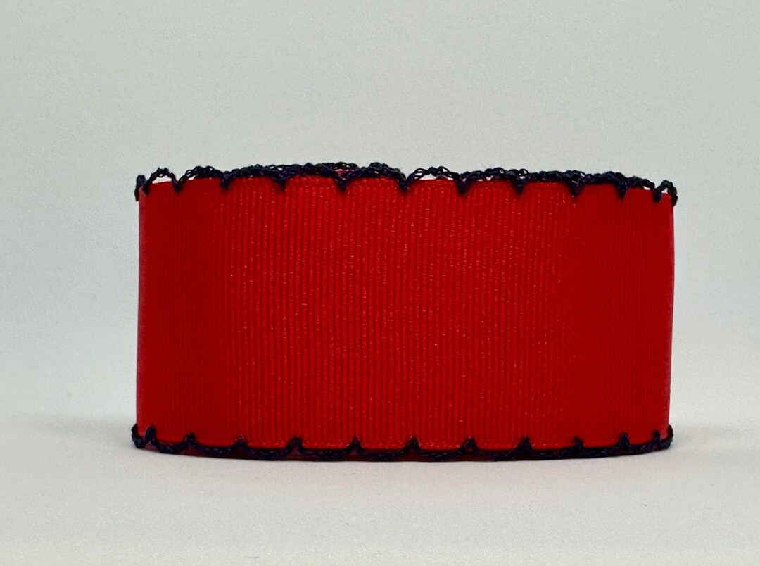 Red Grosgrain Ribbon With Navy Moonstitch Edge, 1.5 or 2.25 Inch ...