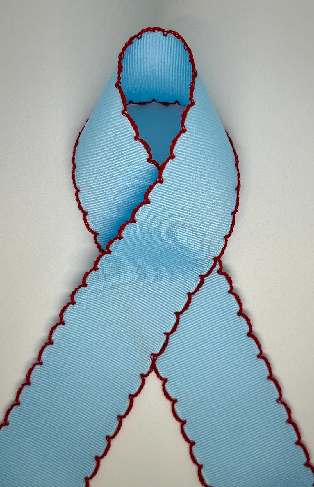 Light Carolina Blue Grosgrain Ribbon With Red Moonstitch Edge, 1.5 Inch ...