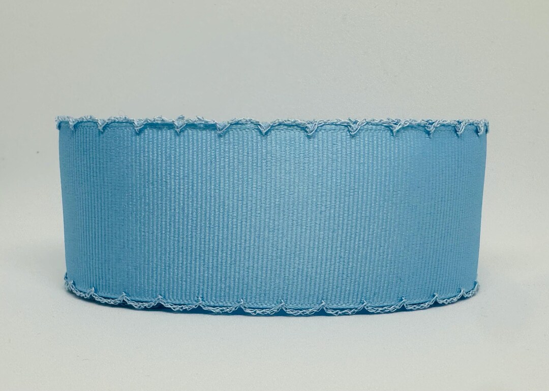 Light Carolina Blue Grosgrain Ribbon With Light Blue Moonstitch Edge, 1 ...