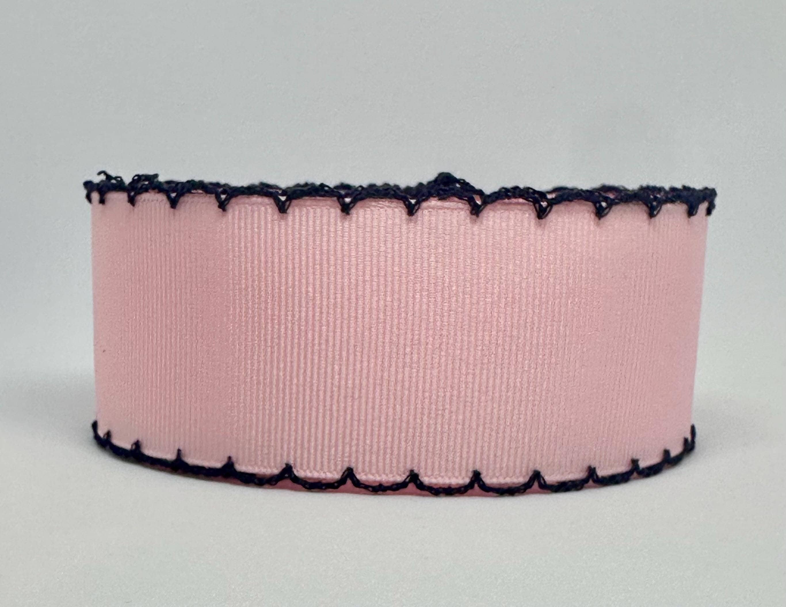 Light Pink Grosgrain Ribbon With Navy Moonstitch Edge, 1.5 or 2.25 Inch ...