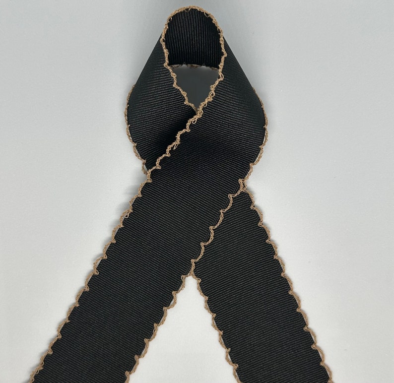 Black Grosgrain Ribbon With Khaki Tan Moonstitch Edge, 1.5 or 2.25 Inch ...