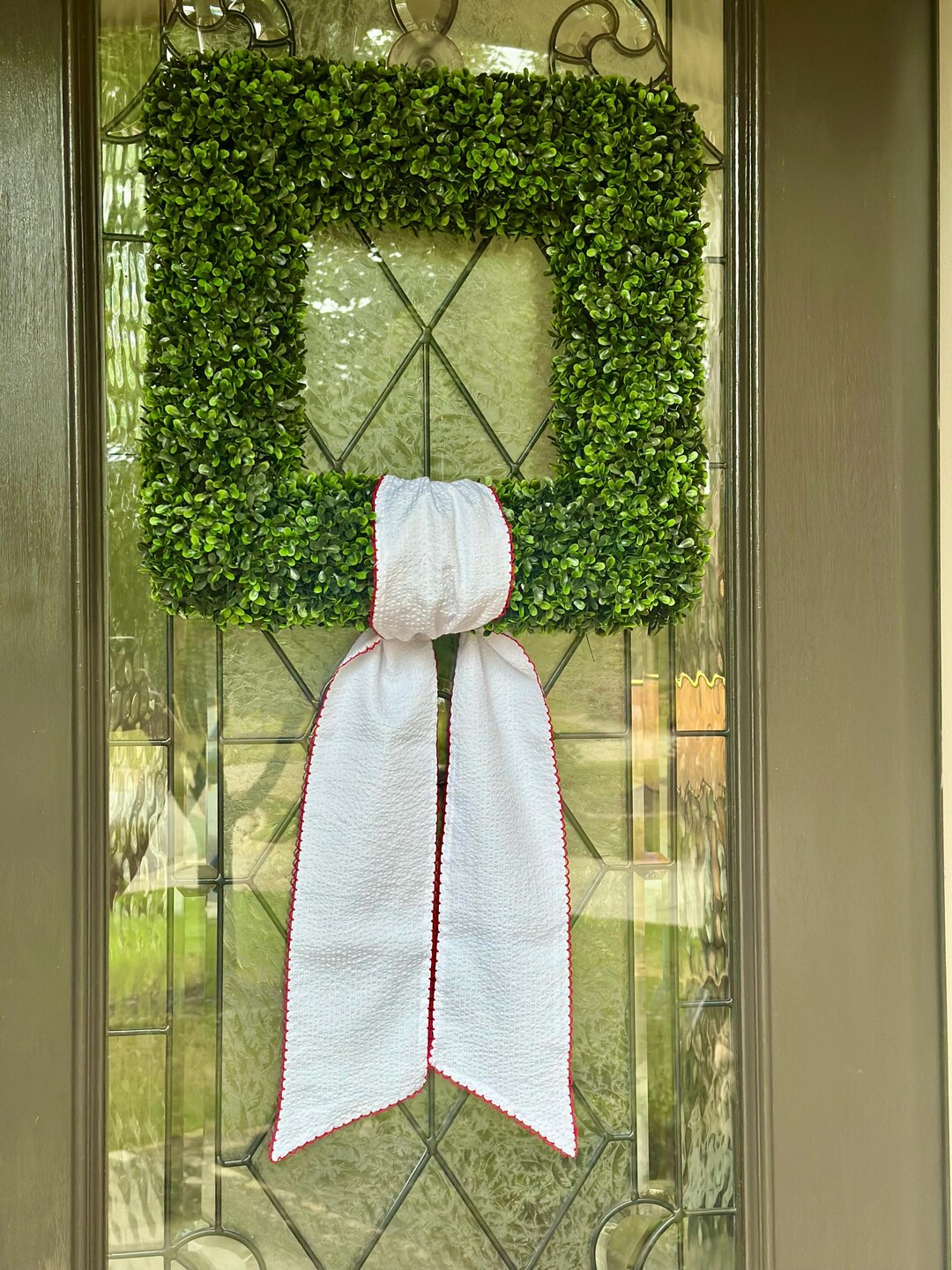 BLANK Moonstitch White, Pink or Blue Seersucker Wreath Sash for ...