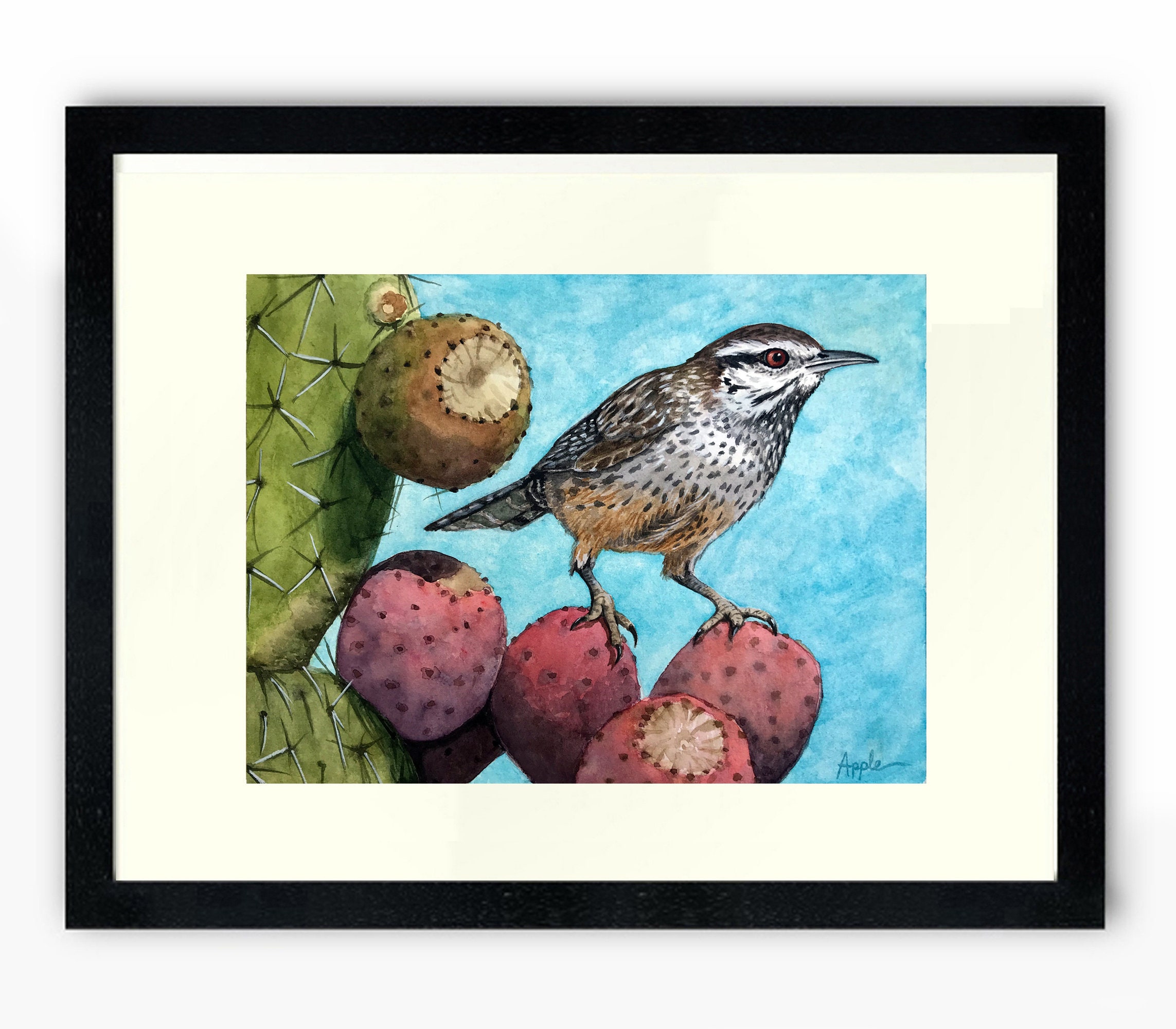 Arizona Cactus Wren Bird Wildlife Print From Original, Bird Art, Nature ...
