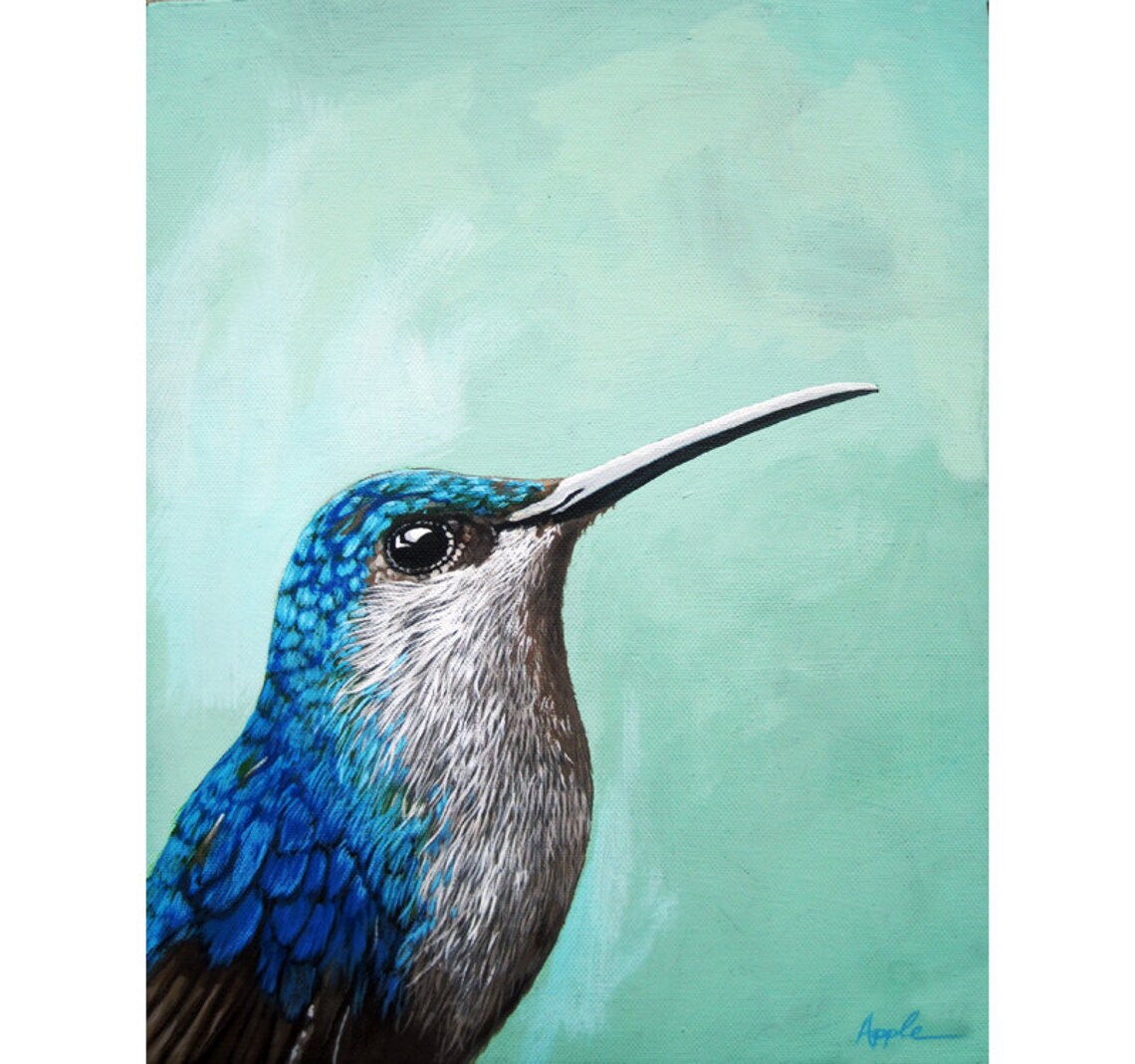 Hummingbird Portrait Realistic Bird Art Nature Print From Original Oil ...