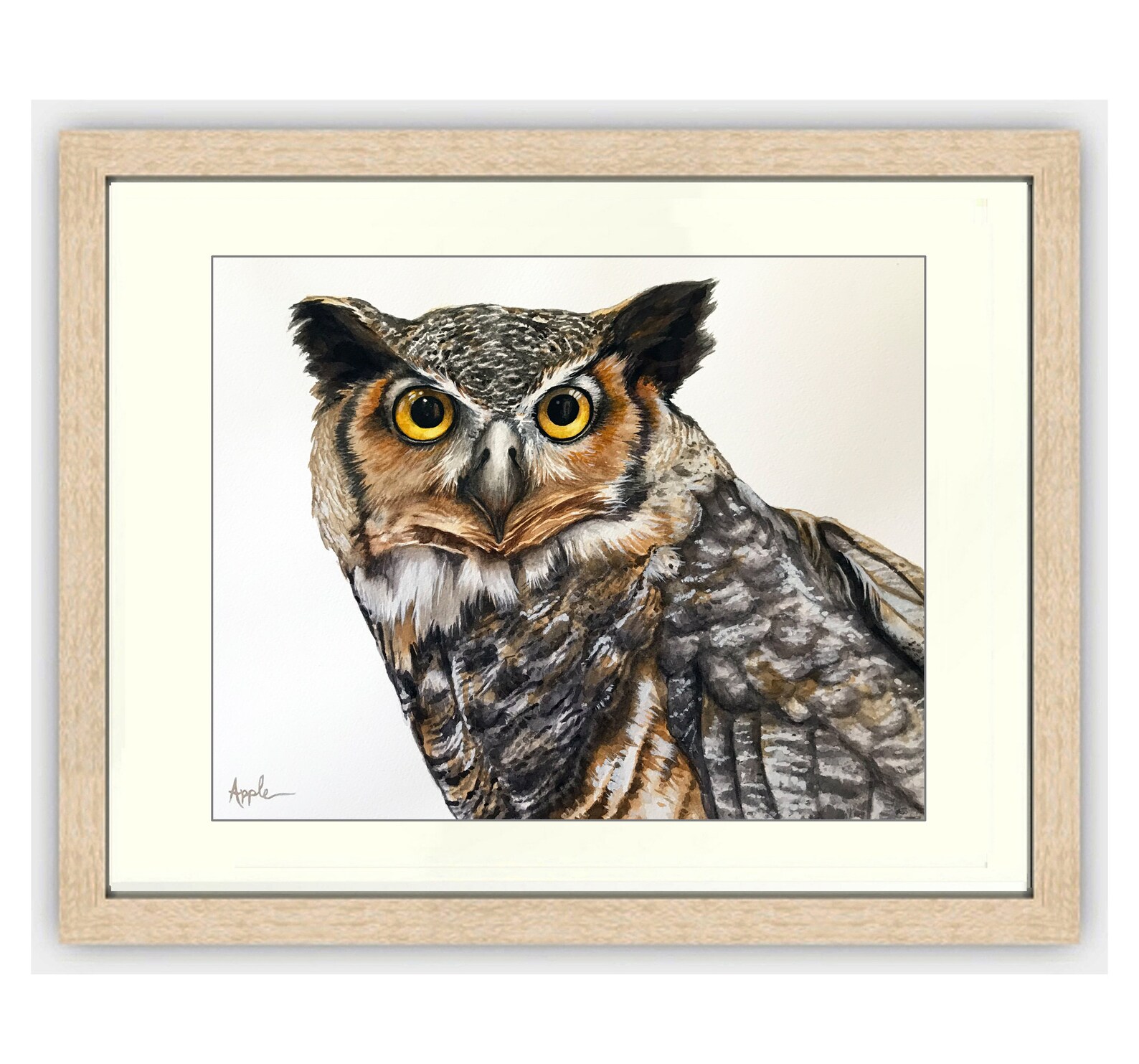 Great Horned Owl Bird Watercolor | Etsy