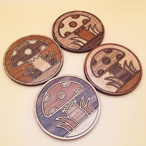 Wood Inlay Mushroom Coaster Set of 4. Wooden Toadstool Coasters ...