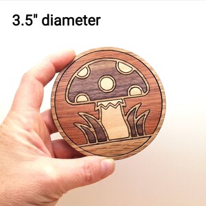 Wood Inlay Mushroom Coaster Set of 4. Wooden Toadstool Coasters ...