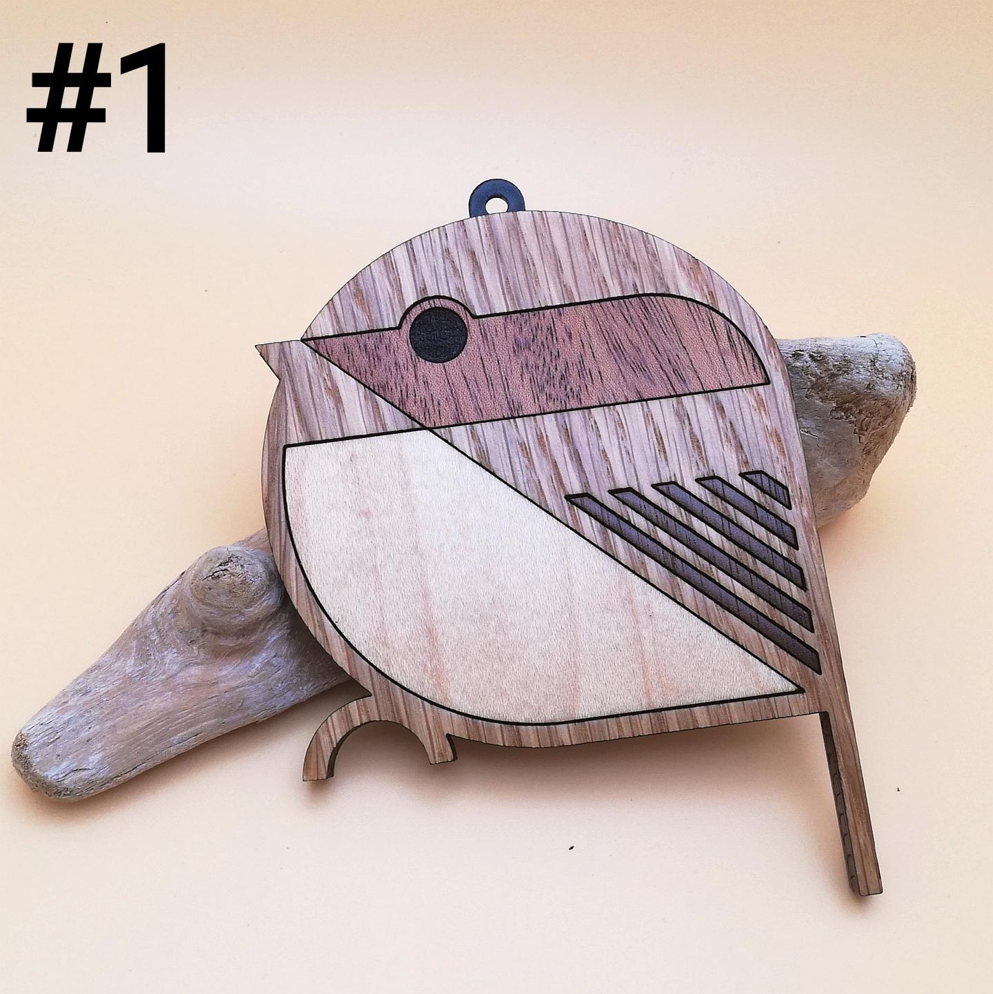Wooden Birds Wall Decor - Wood Inlay Chickadee Hanging Ornament ...