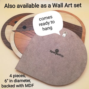 Wood Inlay Birds Coaster Set of 4 Chickadees. Gift for Bird Lovers ...