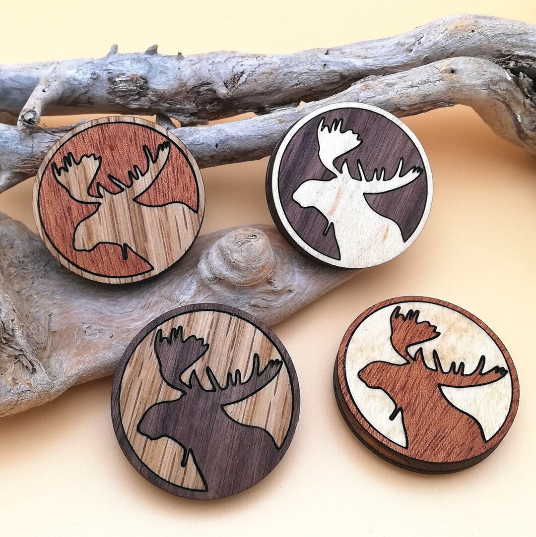 Wood Inlay Moose Magnets - Canadiana Cabin Decor, Set of 4 - Etsy