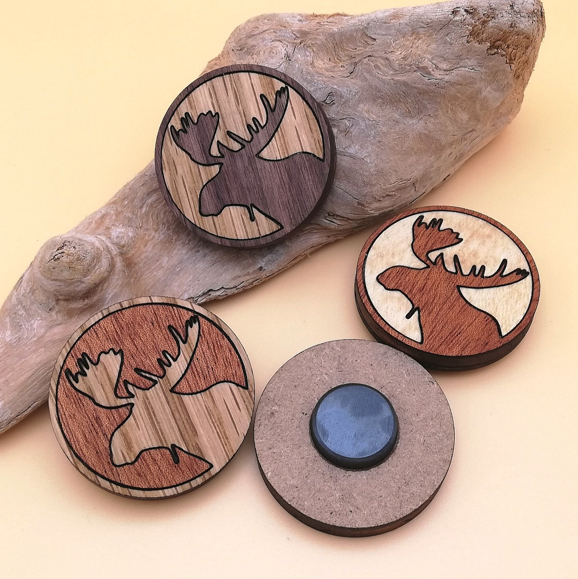 Wood Inlay Moose Magnets - Canadiana Cabin Decor, Set of 4 - Etsy