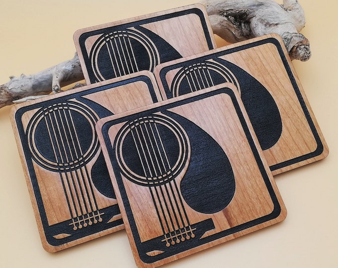 Guitar Pick Drink Coasters With a Stand Styled After a Fender Strat ...