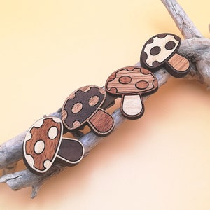 Wooden Mushrooms Magnet Set of 4 - Wood Inlay Toadstool Fridge Magnets ...