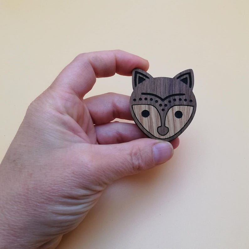 Wood Inlay Fox Magnet Set: Animal Fridge Magnets - Etsy