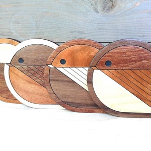 Wood Inlay Birds Coaster Set of 4 Chickadees. Animal Coasters - Etsy
