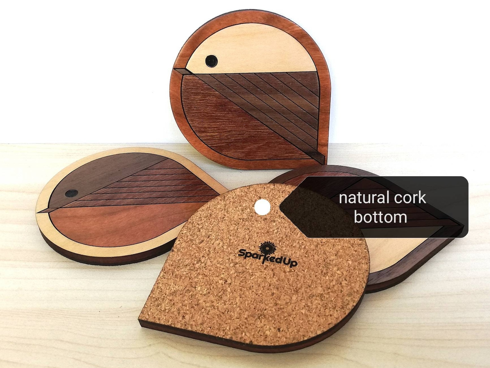 Wood Inlay Birds Coaster Set of 4 Chickadees. Animal Coasters - Etsy