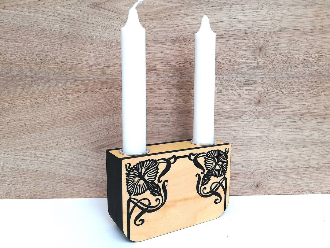 Wooden Double Candlestick Holder for 2 Taper Candles Shabbat - Etsy