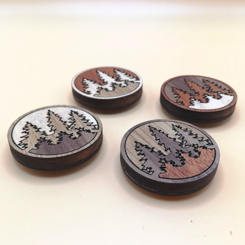 Wood Inlay Forest Magnet Set – Pine Tree Cabin Decor - Etsy