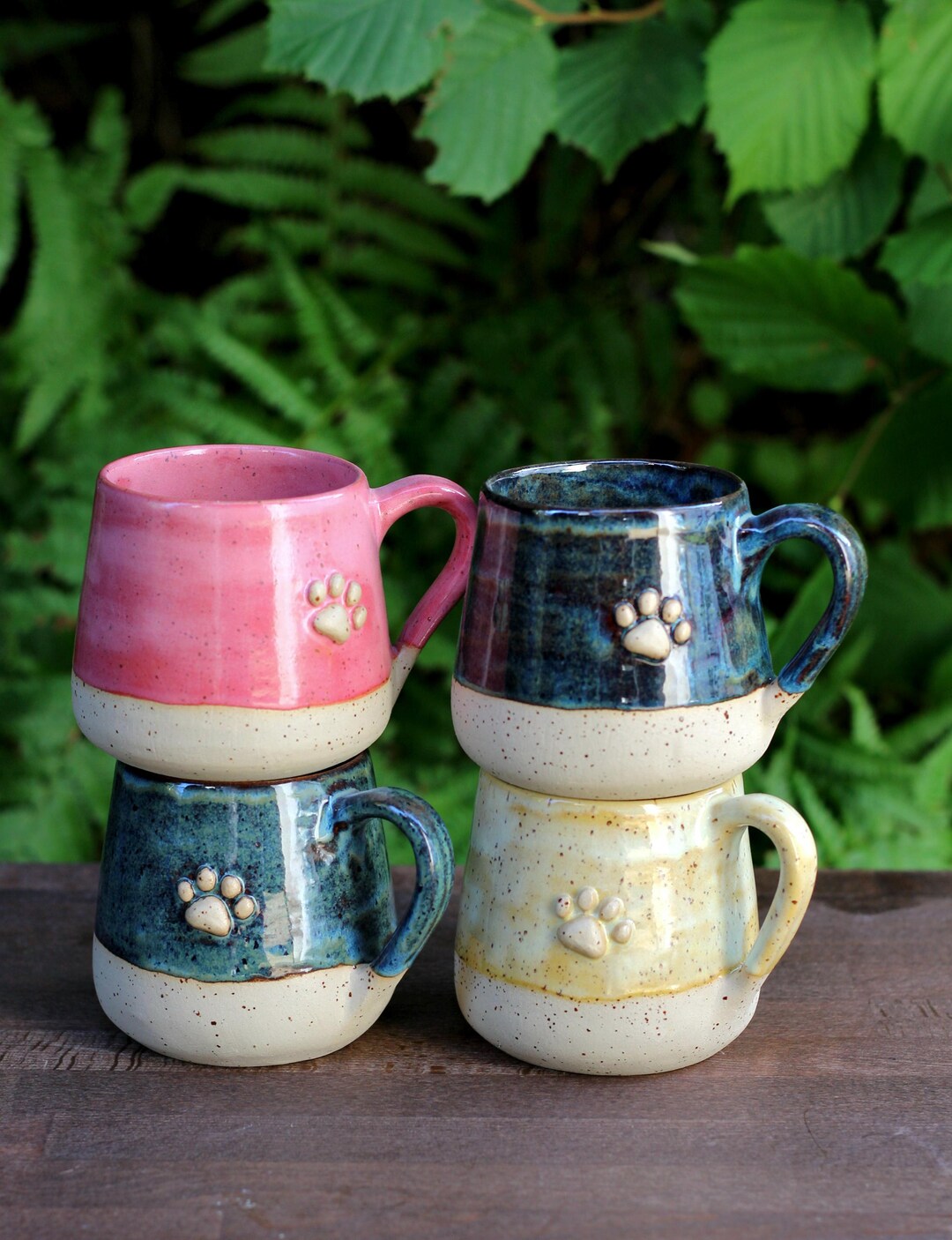 Colorful Ceramic Mug With Paw Print – Handmade Pottery Gift for Dog ...