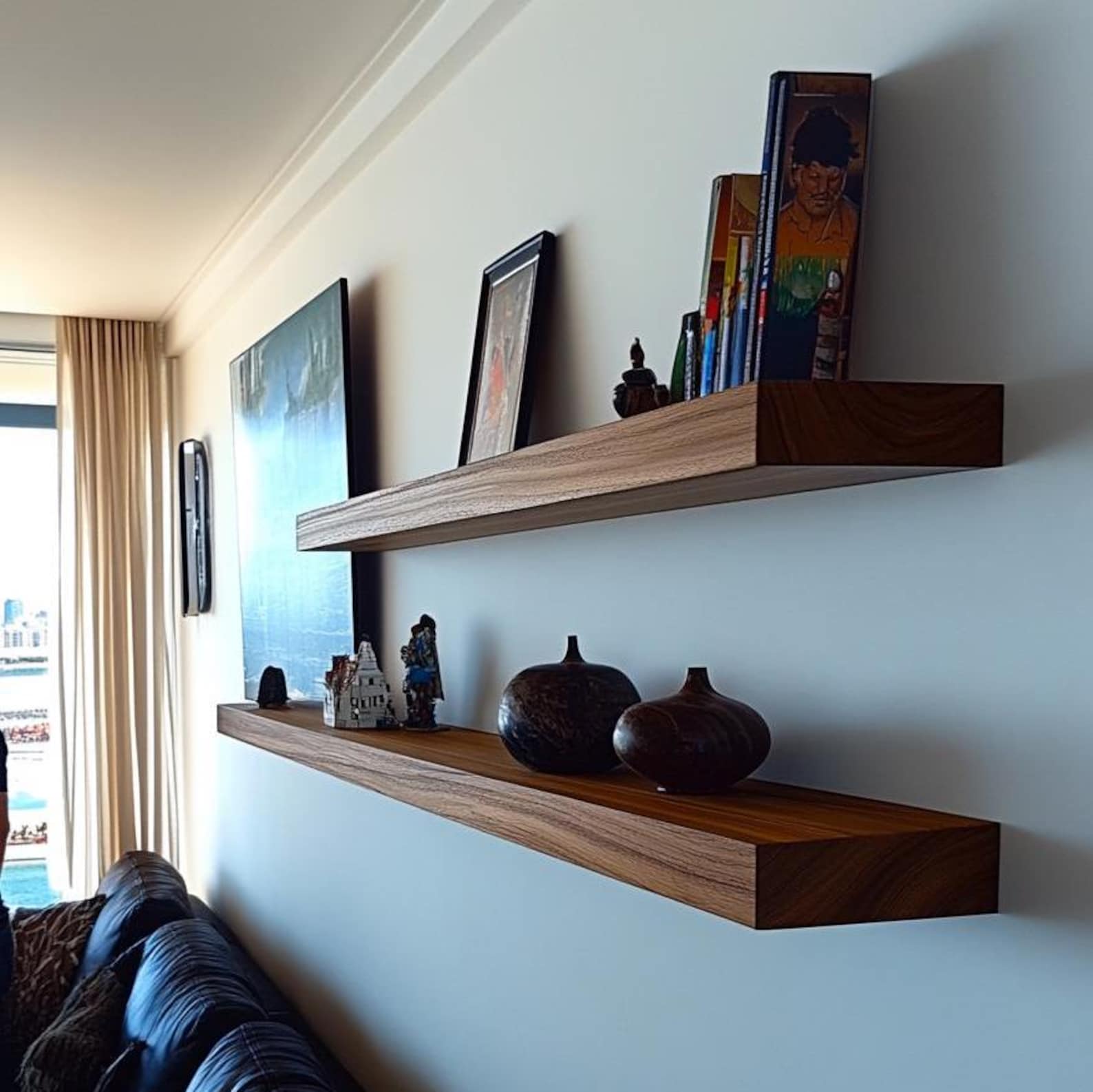Floating Shelves, Natural Wood Shelf, Consoleless Shelves, Wooden ...