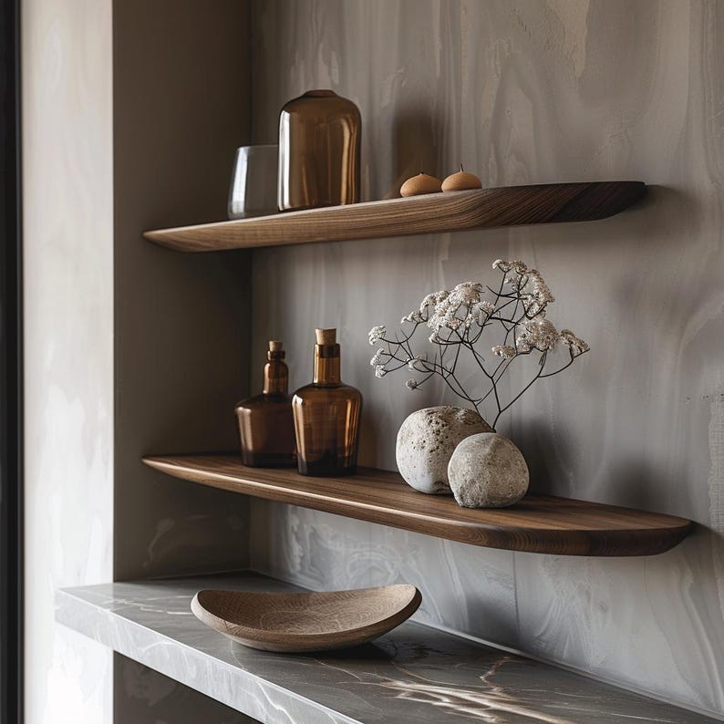 Floating Shelves, Natural Wood Shelf, Consoleless Shelves, Wooden ...