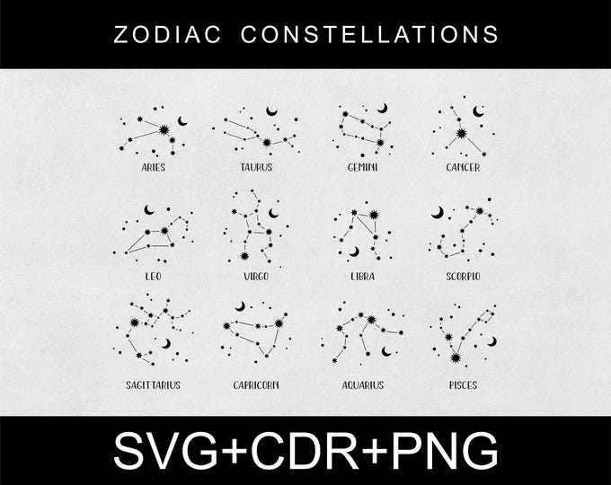 Star Zodiac Constellation Svg, Zodiac Svg, Horoscope Svg, Cricut Svg ...