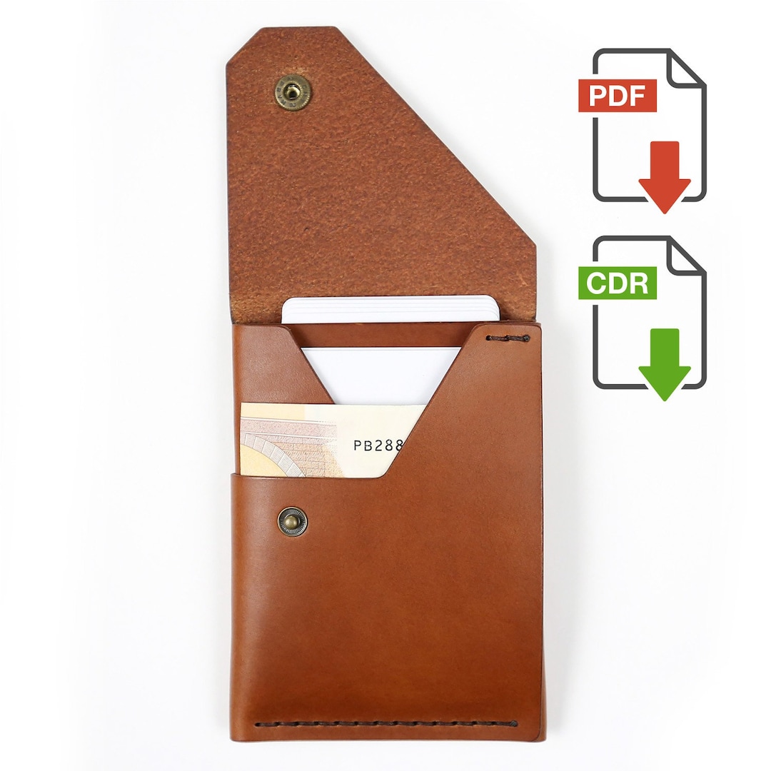 Leather Slim Wallet Pattern PDF, Digital Card Holder Template ...