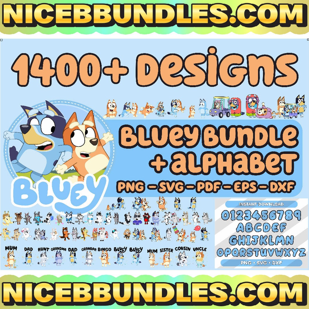 1400 Mega Bluey Bundle, Bluey Cut Files For Cricut, Bluey Clipart ...