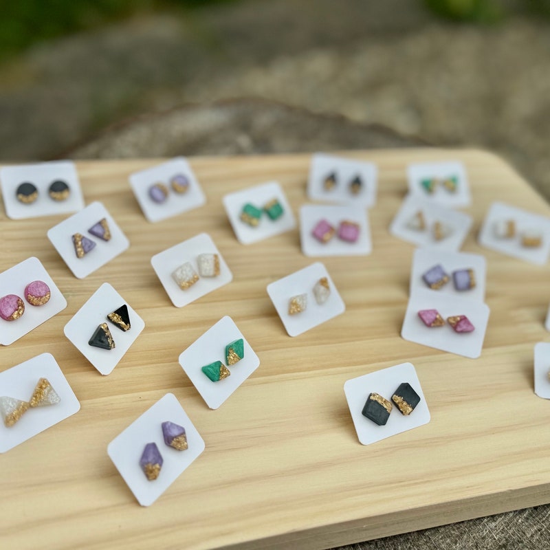 Resin Stud Earrings - Etsy