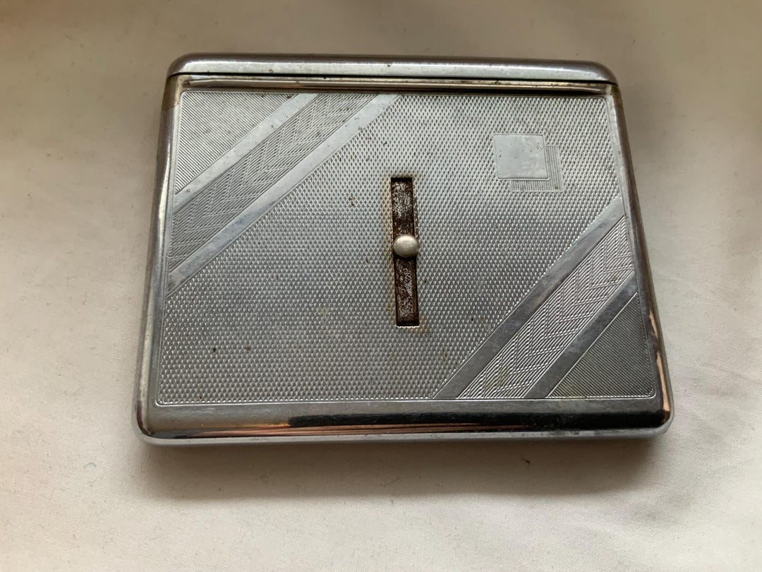 Old Antique 1920s Chrome Engine Turned Rectangular Cigarette Case - Etsy