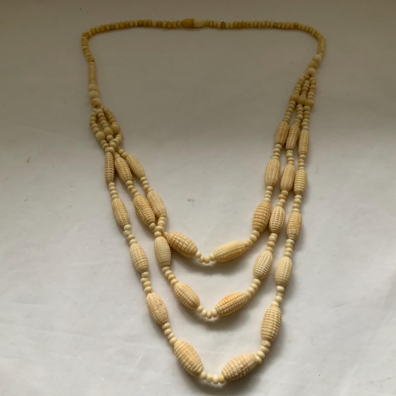 Bone Bead Necklace - Etsy UK