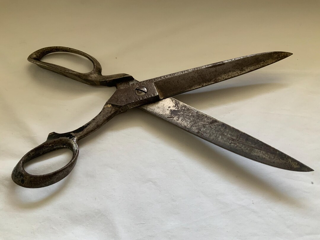 Old Antique Cast Iron Large Fabric/ Tailor Shears, Huge Scissors ...