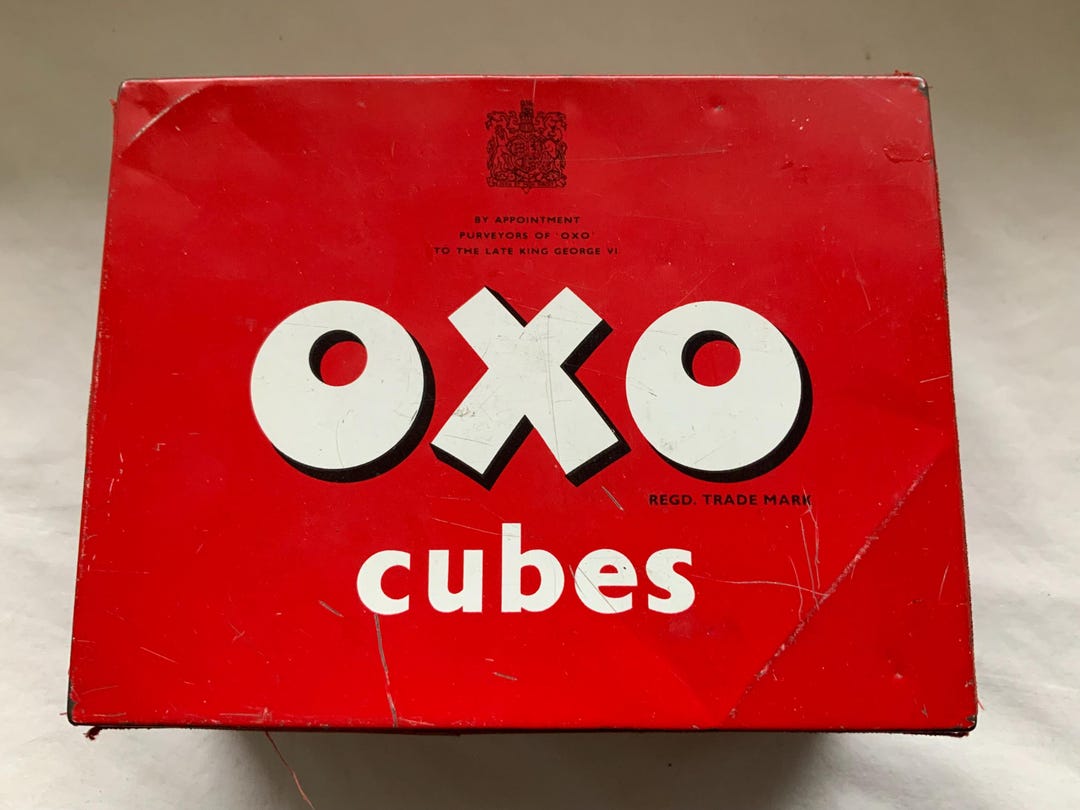 Old Vintage OXO Stock Cubes for Cooking and Drinking Red Large Tin Box ...